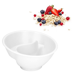 Hidyliu 2-in-1 Double Compartment Cereal Bowl with Separate compartments for Cereal, Milk, Potato Chips and Ketchup(White)