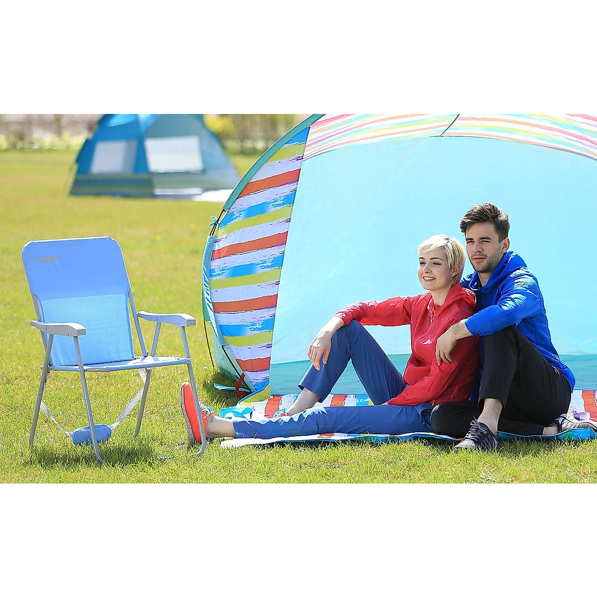 #WEJOY Folding Webbed Lawn Beach Chair,High Back Seat Backpack Portable Lightweight Chairs+High Back Folding Beach Chair,Lightweight Camping Lawn Chairs for Adults with Hard Arm,Headrest,Pocket