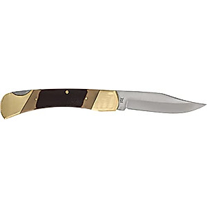 Old Timer 7OT Cave Bear Traditional Lockback Pocket Knife with 3.9in High Carbon Stainless Steel Blade, Sawcut Handles, and Leather Belt Sheath for Hunting, Camping, Whittling, EDC, and Outdoors