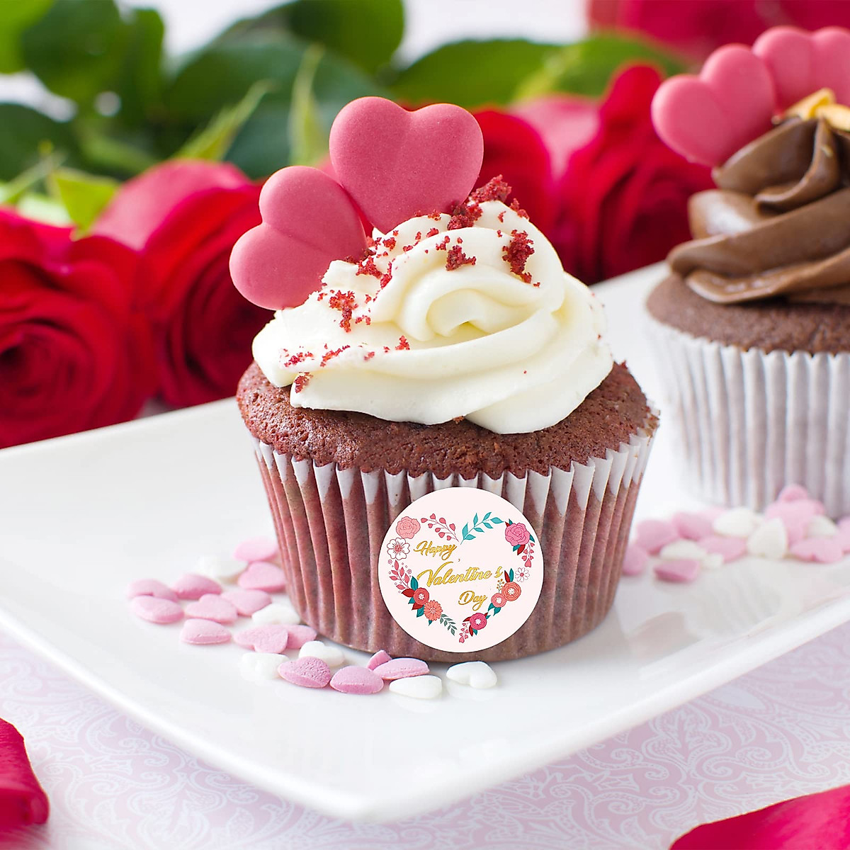 Acetiamin Happy Valentine's Day Sticker Roll, 500 PCS Heart-Shaped Label Stickers for Adults, 1.5 “ Gift Tag Stickers for Goodie Bags, Gift Favors Box, Envelope Seal, Cards, Party Supplies