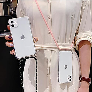 Jingyun GokiKiisy Case with Strap for iPhone 11, Adjustable Crossbody Strap, TPU Shockproof Protective Phone Case with Anti-Lost Shoulder Neck Lanyard-Black