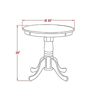 East West Furniture ESNF3-OAK-C 3 Piece Modern Dining Table Set Contains a Round Wooden Table with Pedestal and 2 Linen Fabric Upholstered Dining Chairs, 30x30 Inch, Oak