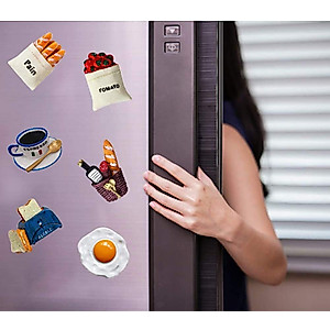 Feadem 10pcs Fridge Magnets Set, 3D Resin Magnet Refrigerator Stickers, Cute Food Shaped Magnets Home Refrigerator Stickers Creative Cute Food Shape Magnetic Bread Milk Bacon Fried Egg Pan