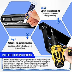 JJunLiM 2pcs Bathroom Shelves Wall Mounted 90° Foldable Wall Shelf for Bathroom 15.7inch Aluminum Shower Shelf Rack for Bathroom,Kitchen,Laundry Toilet Room,Camper, Trailer Bed, RV Shelves
