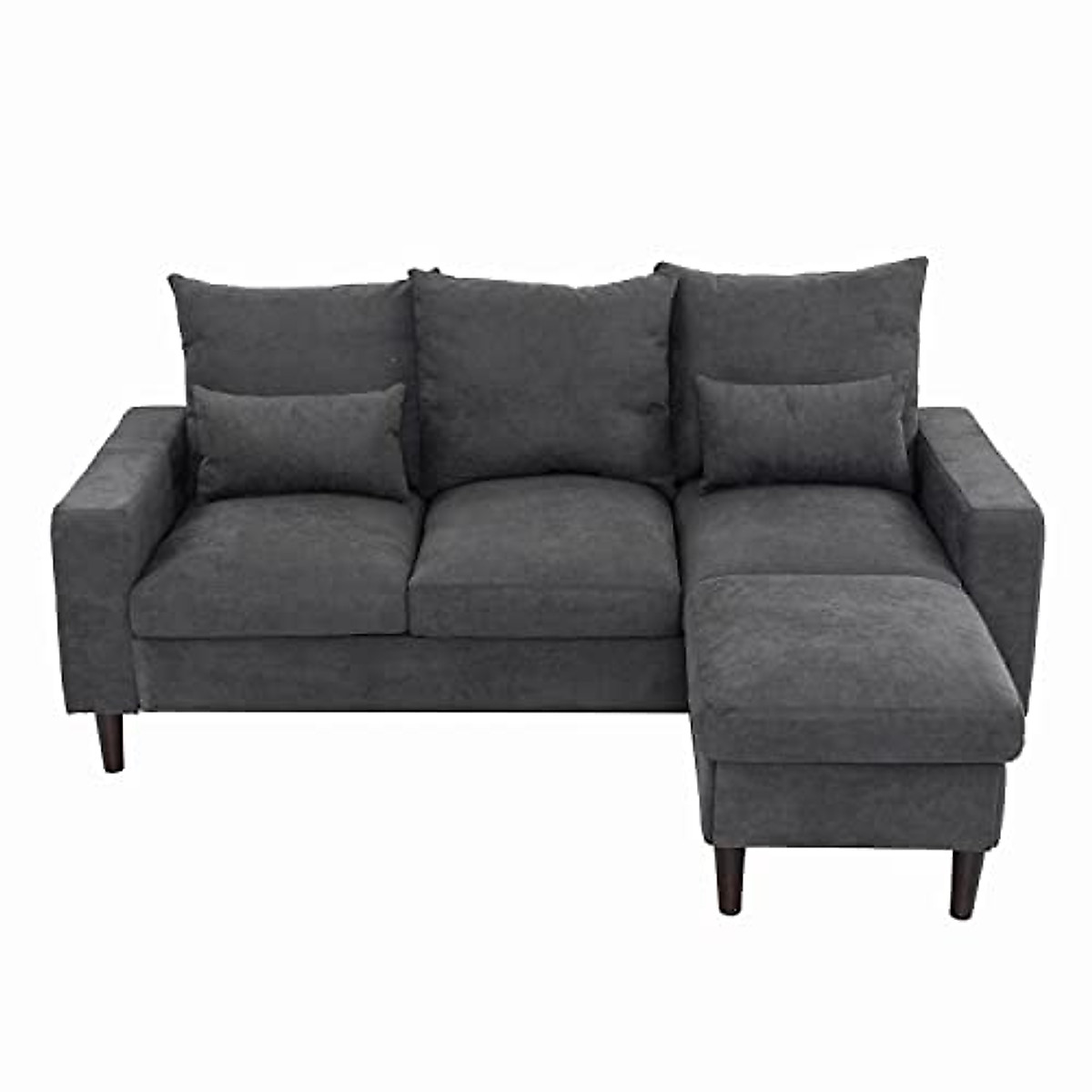 Panana 3 Piece Small Sofa Set, Sectional Sofa Loveseat with Ottoman for Small Space Living Room Apartment (Grey)