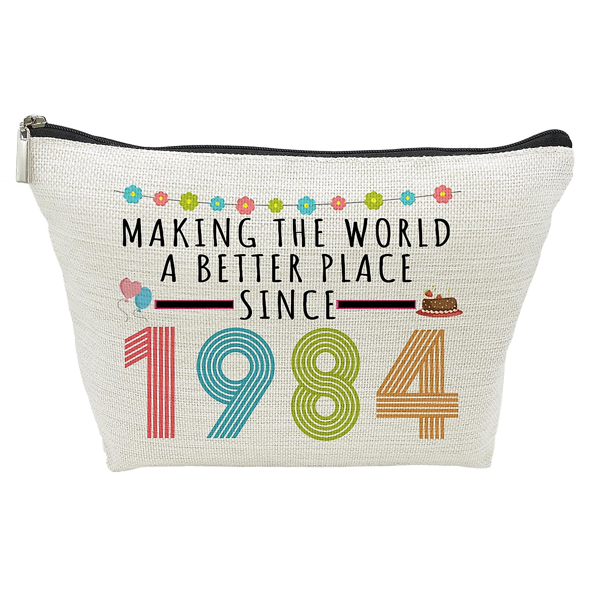 40th Birthday Gifts for Women, Funny 40 Year Old Gift Makeup Bag, 1984 40th Birthday Makeup Bags for Her, Mom, Aunt, Wife, Sister, Coworker, Friend, Making The World a Better Place Since 1984
