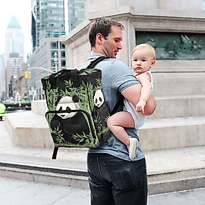 xigua Panda Bear Black Diaper Bag Backpack Multi Function Baby Changing Bags Waterproof Large Capacity Travel Back Pack for Mom Dad