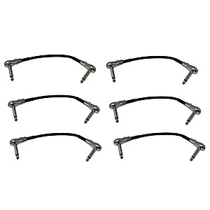 Tetra-Teknica PC-P-06 Low-Profile Right Angle Guitar Patch Cable, 6 inch, Pancake Style TS Connector, 6 per Pack