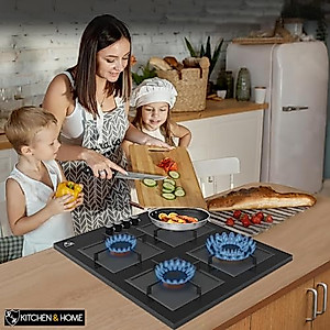 K&H 4 Burner 24 Inch Built-in LPG/Propane Gas Stove Top Glass Surface Cast Iron Cooktop UL/ETL Certified 4-GCW-LPG