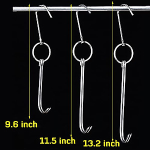 NUOMI 4 Pcs Stainless Steel Meat Hooks with Double Hook Poultry Roast Duck Bacon Hanging Hook Grill Hanger for Drying, Cooking, BBQ, L-13.2 ”, Cooking Utensils, Namely, Grills
