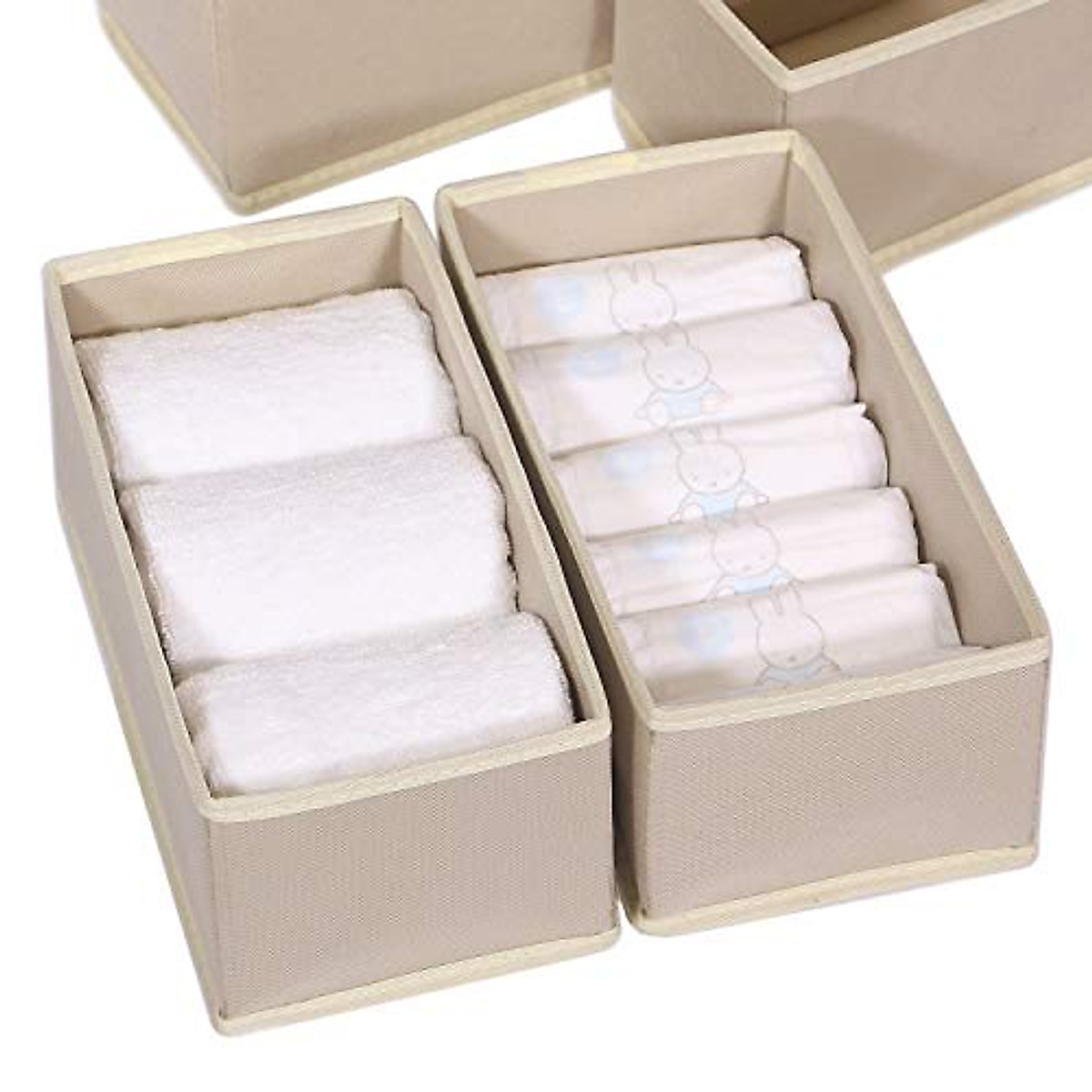 DIOMMELL 6 Pack Foldable Cloth Storage Box Closet Dresser Drawer Organizer Fabric Baskets Bins Containers Divider with Drawers for Clothes, Underwear, Bras, Socks, Lingerie, Clothing