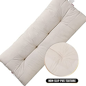 RACE LEAF Bench Cushion 45" x 18" Cream, Outdoor/Indoor Water Resistant Bench Seat Pads, Tufted Loveseat Cushion for Swing, Wicker, Garden Bench, Indoor, Shoe Storage, Window, Piano