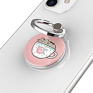 iFace x Pusheen Licensed Series Universal Smartphone Ring Holder Accessory for Girls/Women - Cute Stick-On Phone Attachment for iPhone, Samsung Galaxy, etc. - Pusheen in a Teacup