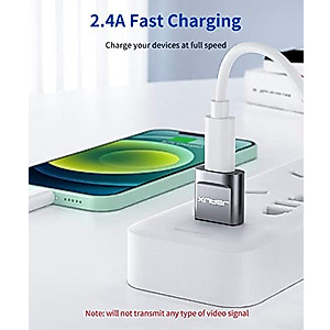 JSAUX USB-C Female to USB-A Male Adapter 4-Pack, Type C to USB Charger Cable Adapter Compatible with iPhone 14/13/12 Mini/Pro/Pro Max, Samsung Galaxy Note 10/20, S20/S21, Apple Watch Series 7 -Grey