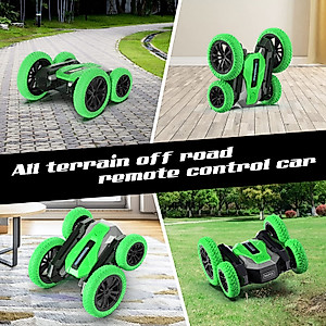 Wsiyen Remote Control Car RC Cars, Double Sided Fast Stunt Car, Kids Toys with Rechargeable Battery, LEDs,360° Flips,4WD,All Terrain Tires, Birthday Gifts for Boys Girls Age 6 7 8 9-14 Year Old