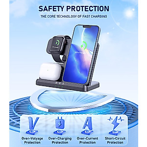 3 IN1 Wireless Charging Station Apple,20W Fast Wireless Charger Stand, iPhone Wireless Charger Station Dock for iPhone14-11/Pro/Max/Mini/X/XR/8/Plus,Airpods Pro/3/2,Apple Watch Series (18W Adapter)
