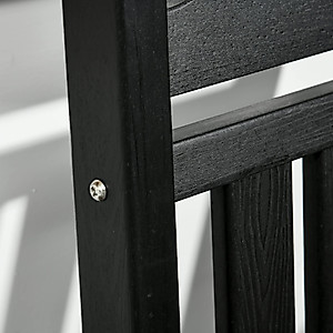 Outsunny 2 Piece Outdoor Rocking Chair Set, HDPE Rocking Patio Chairs with Rustic High Back, Armrests, Oversized Seat and Slatted Backrest, 350lbs Weight Capacity, Black