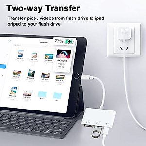 AMLLEN iPad to USB Adapter, USB for iPad, iPhone to USB Adapter Compatible iPhone/iPad,Plug N Play,Compatible with USB Flash Drive.Support iOS 16.
