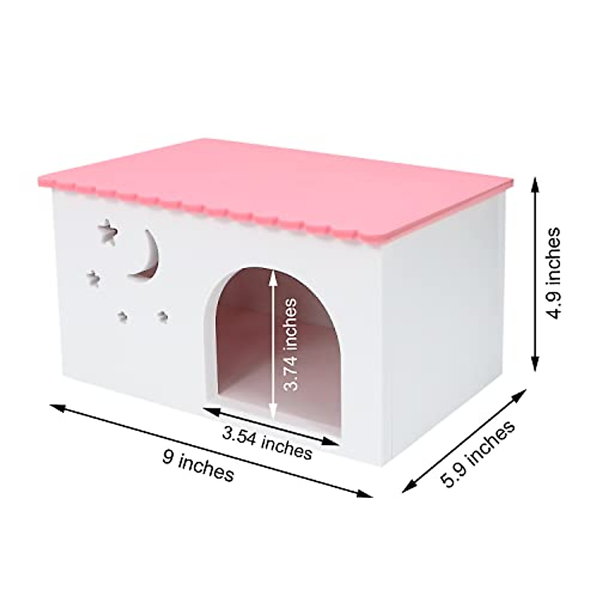 Wooden Hamster Hideout House Small Pets Sleeping Hut for Syrian Hamster Rat Mouse Baby Guinea Pig (Pink)