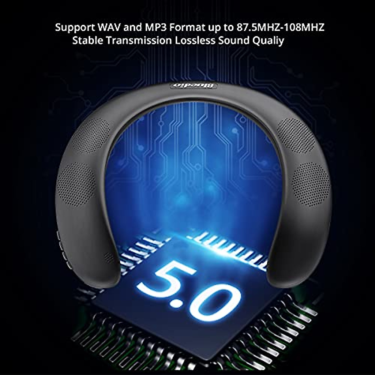 Neckband Portable Bluetooth Speakers, Bluedio HS Wireless Wearable Personal Body Speaker w/FM Radio/Micro SD Card, Lightweight Outdoor Sound Box Private Music for Cycling, Hiking, Handsfree Phone Call