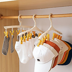 Kcjhagbd Windproof and Antiskid Rotatable Clothes Rack Underwear Hat Socks Drying Rack with Small Clip Space-Saving Clothes Rack Single-row Clothes Rack