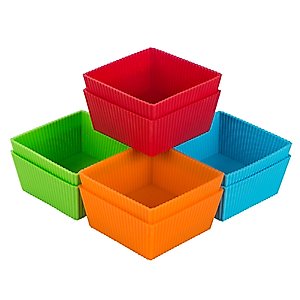 Webake 3.5 Inch Jumbo Baking Cups Reusable Silicone Square Cupcake Liners Non-stick Muffin Brownie Cake Mold (Pack of 8)