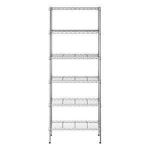 Furinno Wayar Metal Storage Shelf Rack, 6-Tier, 23 x 13 x 59, Stainless Steel