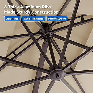 ZLACUIU 10x13FT Cantilever Outdoor Patio Umbrellas, Double Top Large Rectangle Umbrella, Heavy Duty 360° Rotation Offset Outdoor Sun Shade Umbrella for Garden Deck Pool Backyard Patio, Beige