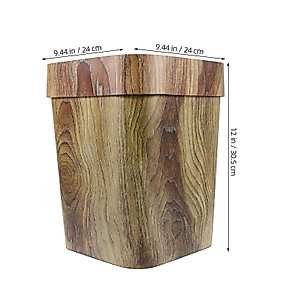 Holibanna Wood Trash Can Wastebasket Round Garbage Can Simulation Wood Rustic Waste Basket Recycling Bin Container for Bedroom, Bathroom, Kitchen, Office 10L 14L