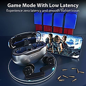 AWEI S1 Ultra Wireless Earbuds Bluetooth 5.3 Earbuds with 4 Mics Call Noise Cancelling, 10 mm Drivers, Stereo Sound Deep Bass in-Ear Headphones, Game Mode, IPX7 Waterproof for Gym Running