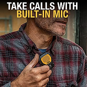 DEWALT Wearable Bluetooth Portable Speaker — Magnetic Clip-On Wireless Bluetooth Speaker — Jobsite Pro Water-Resistant Portable Speaker — Built-in Mic for Hands-Free Music and Calls
