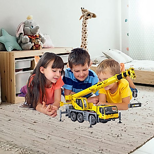 Qcar Mobile Crane Truck Construction Vehicles Toys,1:50 Scale Diecast Site Auto Crane, Toy Trucks for Kids 8,9,10,11,12 Year Old and up