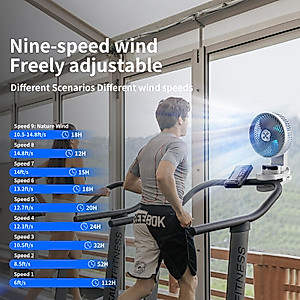 Joyful 8 Inch Clip on Fan, 20000mAh Battery Operated Desk Fan With 9 Speeds, Auto Oscillation Rechargeable Camping Fan With Atmosphere Light and Remote, USB-C Powered Fan for Office Desktop Stroller