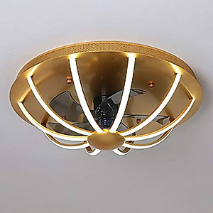 SEYFI Fanps, Metal Ceiling Fan with Lighting Modern Bright Dimmable Led Ceiling Light with Remote Control Q-Uiet Fan 64W Ceiling Light/D