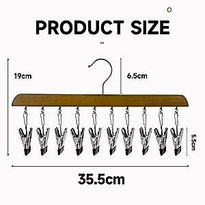 YI Boutique Hat Organizer, Wooden Hat Hangers for Closet, Hat Racks for Baseball Caps, Set of 2 Cap Organizer with 10 Adjustable Stainless Steel Clips, Hat Storage Fits All Caps