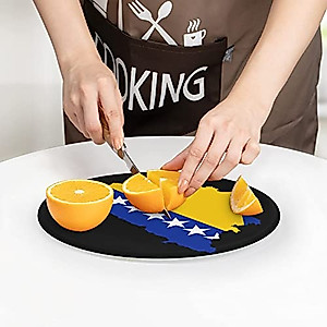 Bosnian Map Flag Cutting Board Tempered Glass Chopping Board for Kitchen Hotel