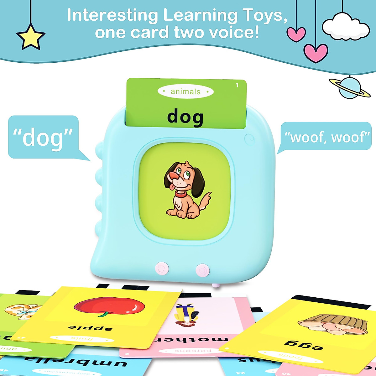Talking Flash Cards for Toddlers with 224 Sight Words, Toddler Toys for Ages 1 2 3 4 5 Years Old Boys, Pocket Speech Therapy Toys, Autism Sensory Toys, Montessori Educational Learning Toys Gifts