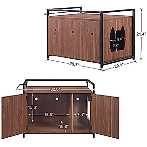 unipaws Cat Litter Box Enclosure with Metal Frame, Privacy Cat Washroom Bench, Litter Box Hidden, Pet Crate with Iron and Wood Sturdy Structure, Cat House Nightstand