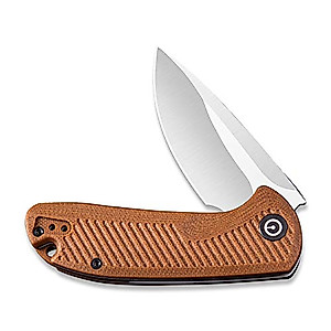 CIVIVI Durus Folding Pocket Knife –Everyday Carry Folder Knife with Satin D2 Blade G10 Handle, 3 Inch Flipper Knife with Liner Lock,Ball Bearing Pivot, Reversible Clip C906B (Brown)