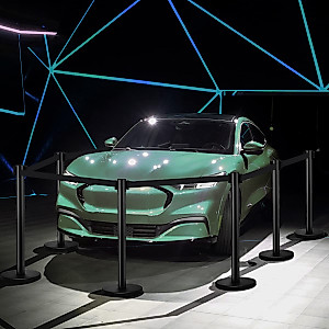 Goplus 6Pcs Stanchions, Crowd Control Barriers with 6.5' Retractable Belt, Stainless Steel Stanchion Posts Queue Line Pole, 35" Height, Easy Connect Assembly