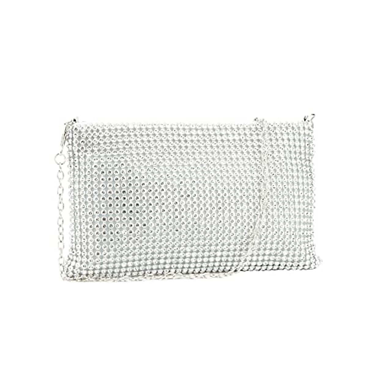 GripIt Bling Mesh Purse Small Clutch for Women Money Purse Evening Wristlet Clutch Bag Little Crystal Cell Phone Purses,Silver