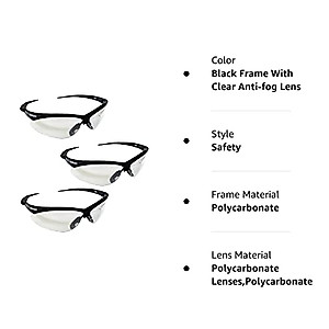 3000355 Clr Af W/Blk Fr.Nemesis Safety Glasses W/Lanyard