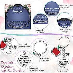 Geiserailie 8 PCS Teacher Appreciation Gifts in Bulk Makeup Bags for Women,Teacher's Day Keychain,Thank You Teacher Gifts with Bracelet,Graduation Gifts for teacher(Cute Style)