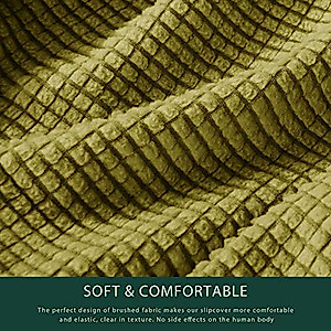 CHUN YI Stretch Loveseat Sofa Slipcover 2 Piece Sofa Cover, 2 Seater Couch Slipcover Coat Soft Washable Furniture Covers with Elastic Bottom, Checks Spandex Jacquard Fabric, Medium, Yellow Green