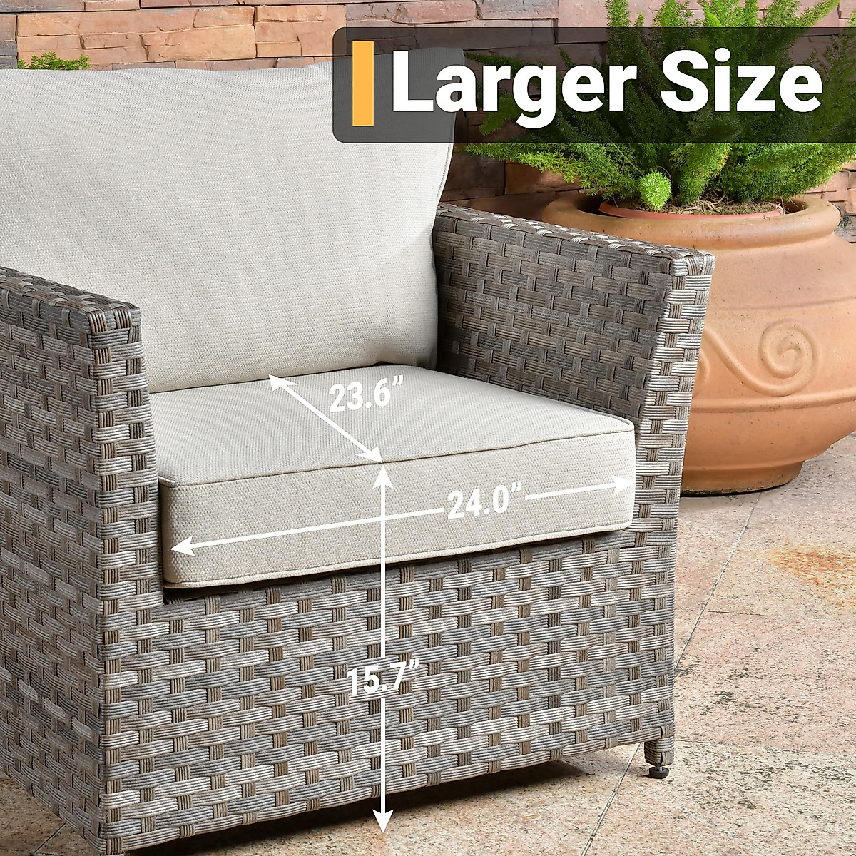 CAODOC 12 Pieces Outdoor Patio Furniture Set Sectional Sofa Sets Gray PE Rattan Patio Conversation Set w/Beige Seat Cushions and 2 Coffee Tables
