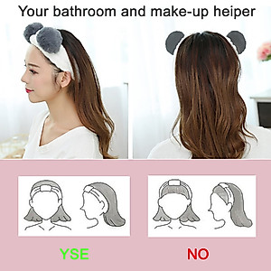 Muulaii Panda and Bear Headbands for Women Washing Face, Makeup, Girls and Baby Cute Elastic Facial Hair Bands, Beauty Products Spa Shower Headwrap Costume Hair Accessories