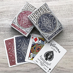 Bicycle Victors Back Vintage Design Playing Cards 2 Deck Set 1 Red & 1 Blue