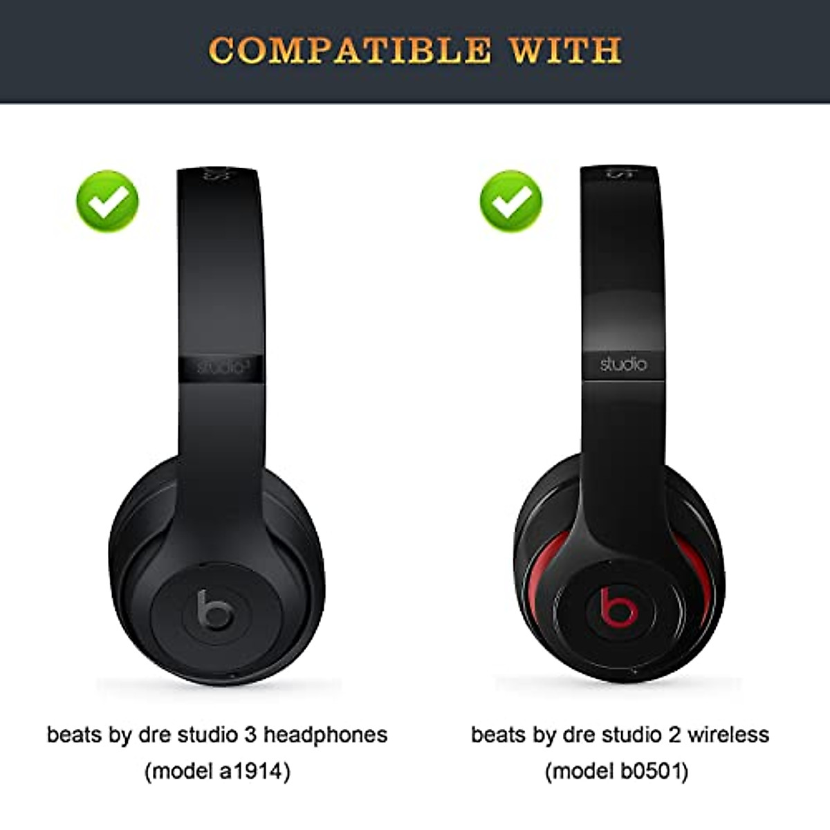 Studio 3 Inside Panel as Same as The OEM Studio3 Replacement Parts Inner Earphone Shell Accessories Compatible with Beats by Dr. Dre Studio 3/A1914 Studio 2 Wireless/B0501 Headphones (Matte Black)