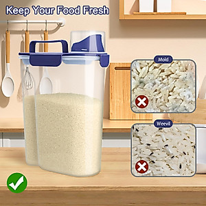 Komzon Rice Storage Container 10lb, Airtight Dry Food Cereal Containers Storage, BPA Free Rice dispenser with Pouring Spout Portable Handle for Flour Pasta Grain and Baking Pet Dog Cat Food Container