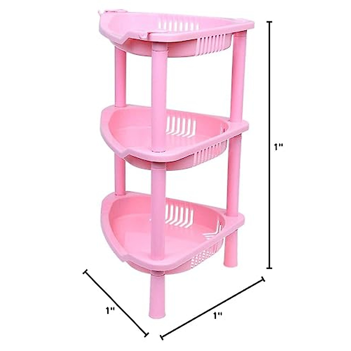 3 Tier Reusable Plastic Corner Shelf Organizer Cabinet Bathroom Kitchen Sundries Storage Rack Pink Simple and Sophisticated Design